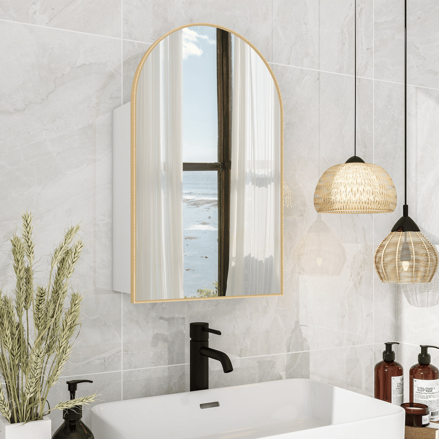 Mercer41 Tabbatha Accent Medicine Cabinet with Mirror Aluminum Alloy ...