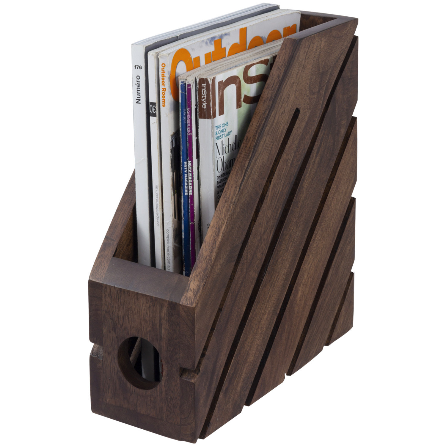 Millwood Pines Breina Mango Wood Magazine Holder Rack | Wayfair