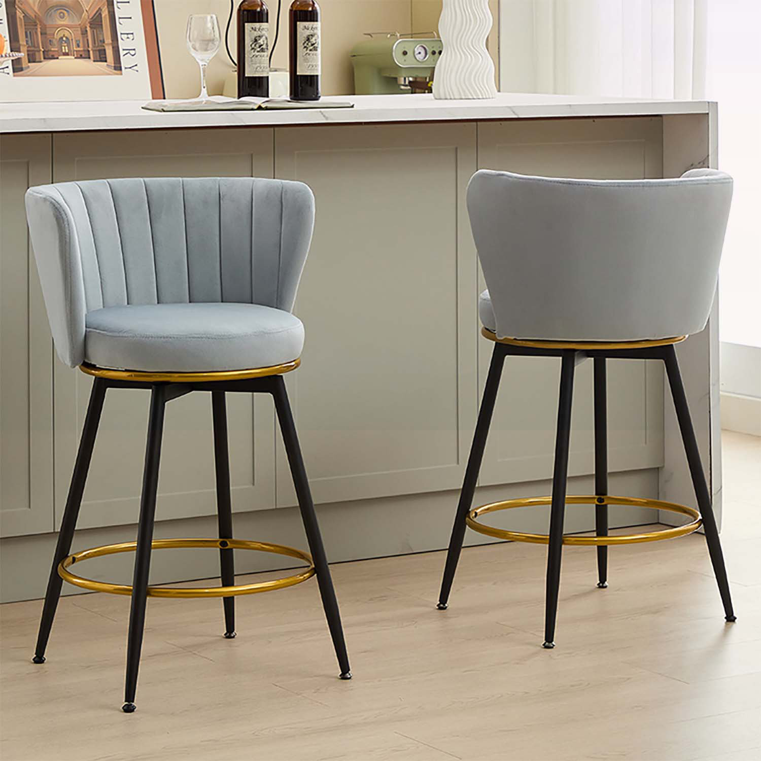Mercer41 Charming Counter Height Bar Stools Set with Swivel and ...
