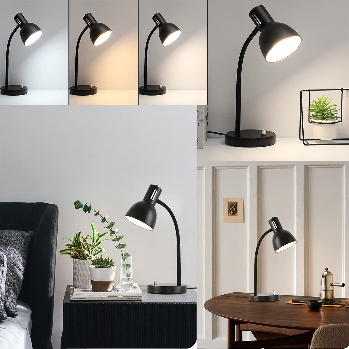 Ebern Designs LED Desk Lamp For Home Office, Metal Small Table Lamp ...