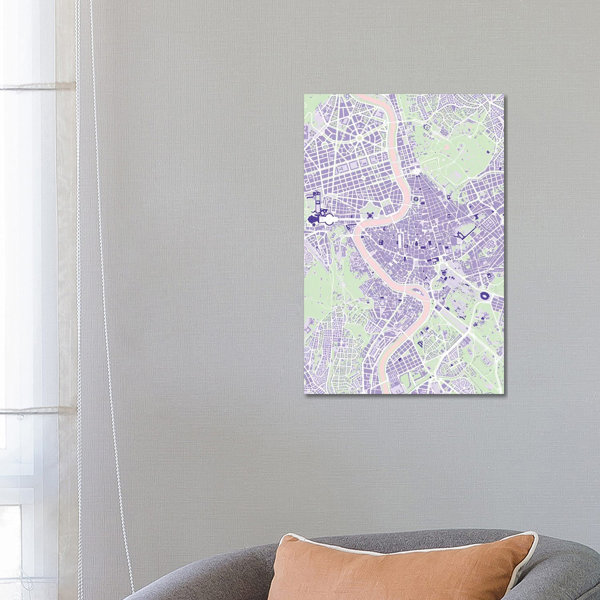 Williston Forge Rome Violet by Planos Urbanos - Wrapped Canvas Print ...