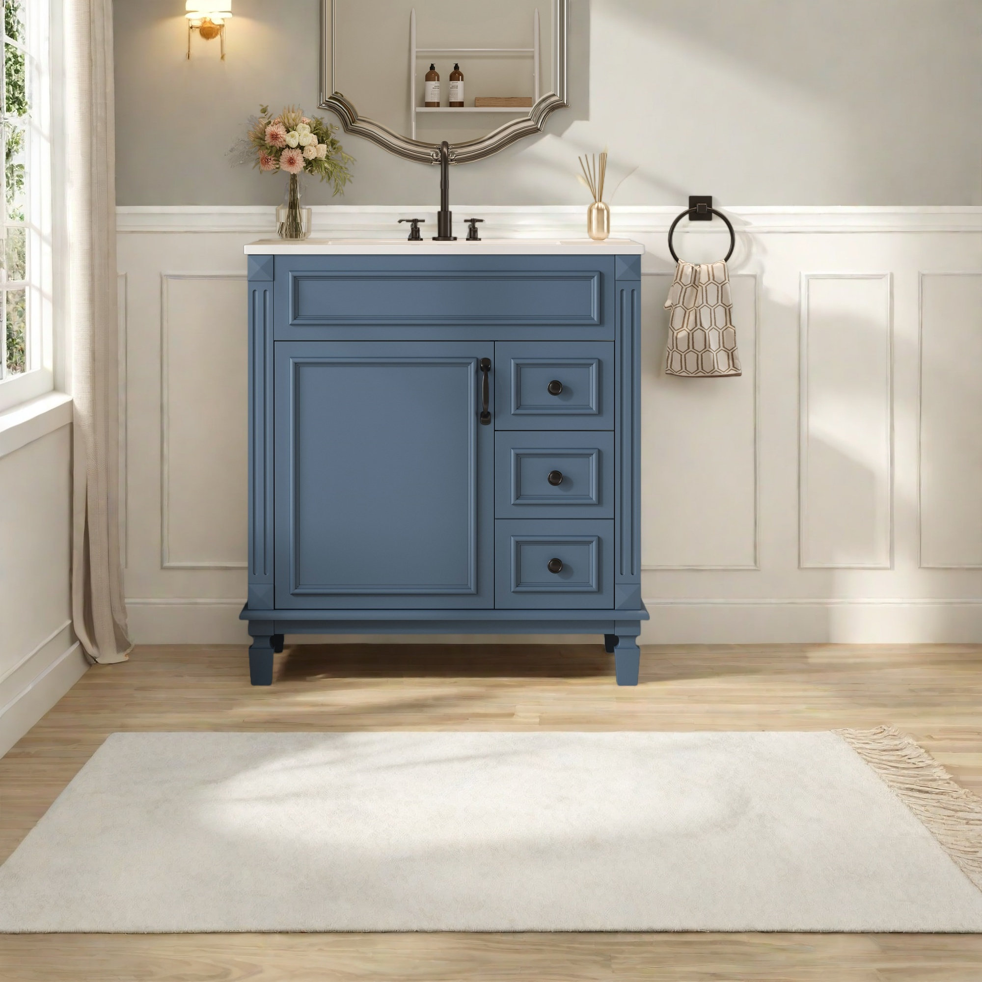 Alcott Hill Meuble-lavabo 30 po avec lavabo en céramique, petite ...