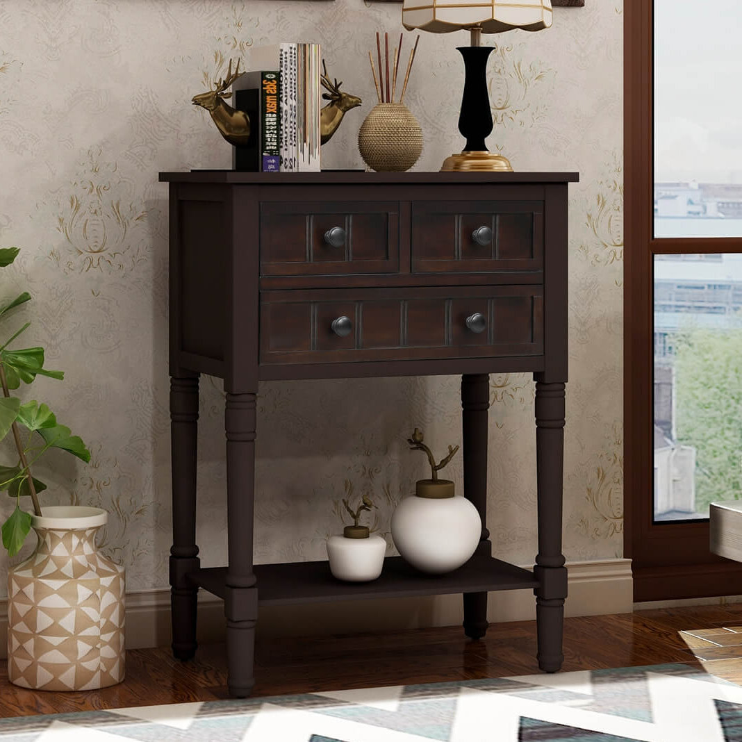 Canora Grey Weinman Modern Rustic Solid Wood Narrow Console Table with ...