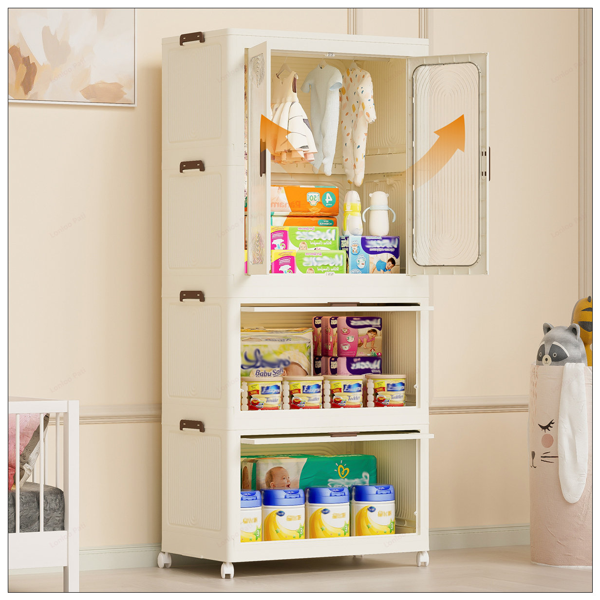 Ebern Designs Portable Versatile Wardrobe Closet with Multiple Storage ...