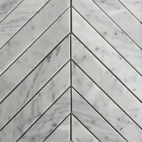 Medici & Co. Carrara 2" x 8" Marble Herringbone/Chevron Wall & Floor ...