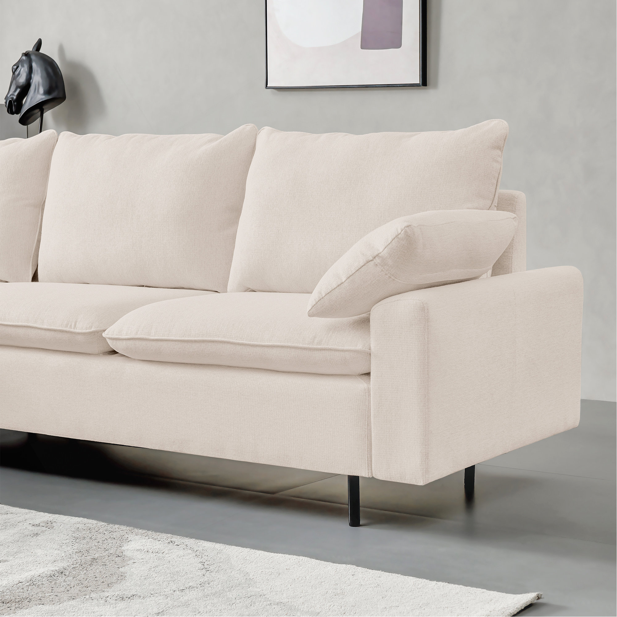Latitude Run® L-Shaped Linen Sectional Sofa With Right Chaise(Left ...