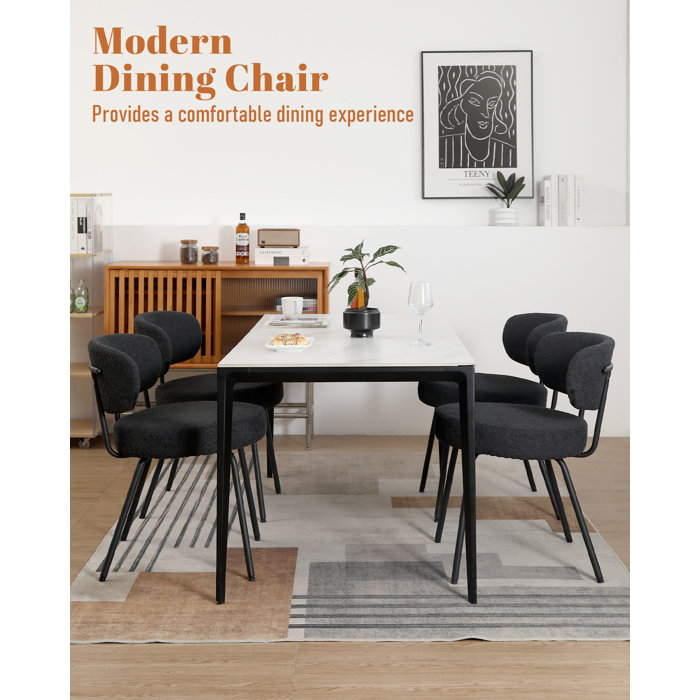 Corrigan Studio® Modern Sherpa Dining Chairs Set of 6, Mid Centry ...