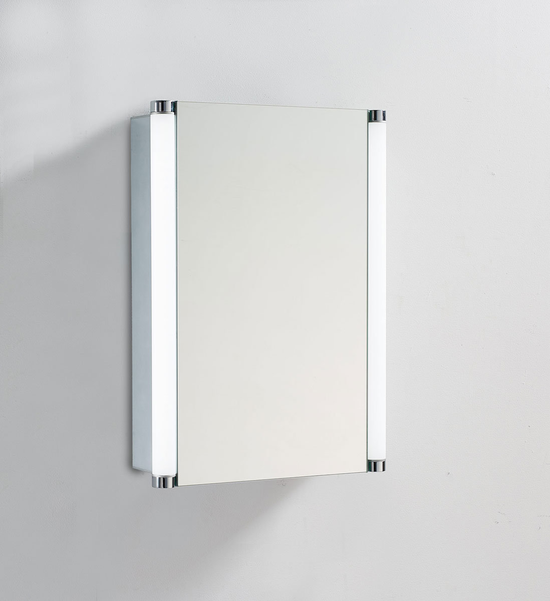 White Stone 50 x 50cm Surface Mounted Mirror Cabinet with LED Lightning ...