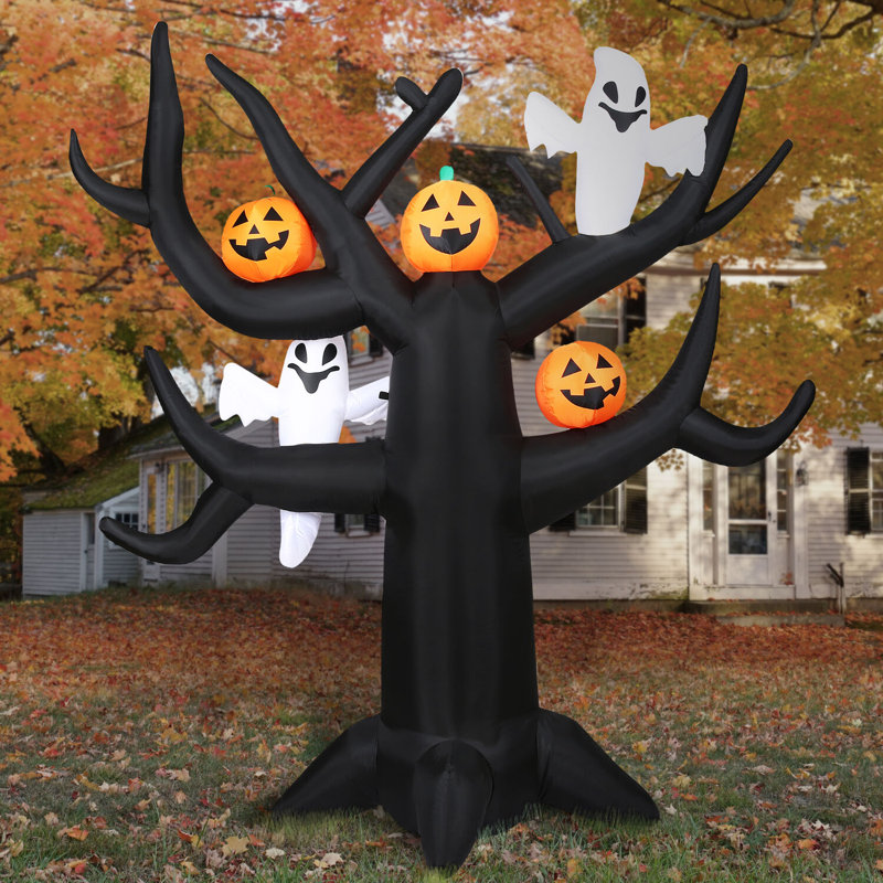 Haunted Hill Farm 8-Ft. Pre-Lit Inflatable Spooky Tree with Ghosts and ...