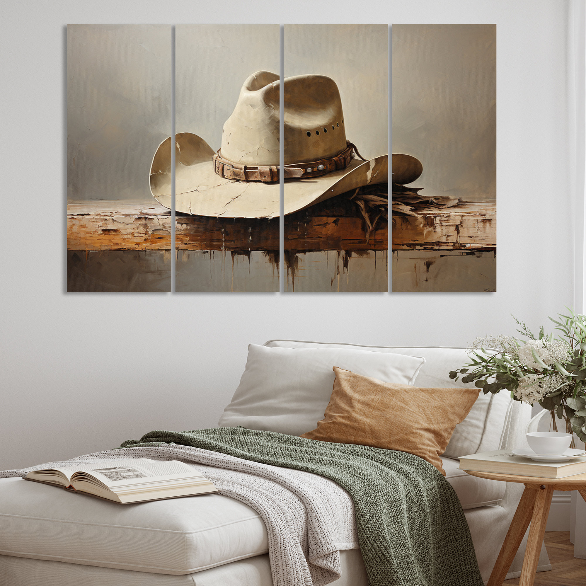 Union Rustic Cowboy Hat Minimalism Style IV On Canvas 4 Pieces Print ...