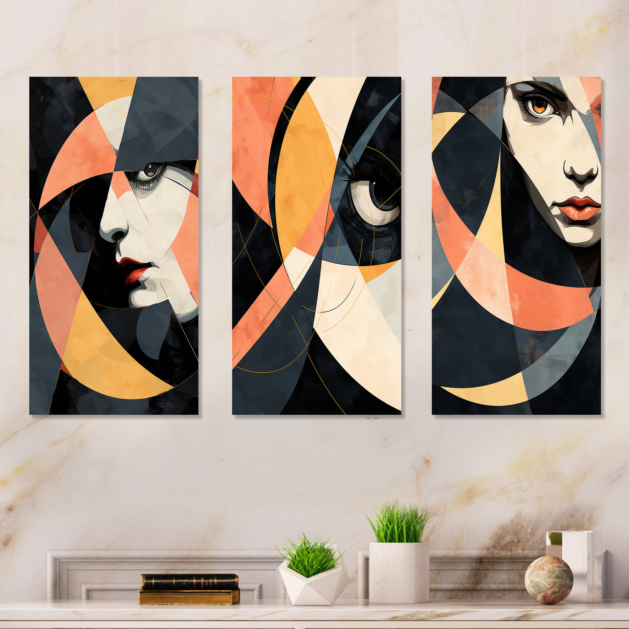 Wrought Studio™ Black And Pink Woman Cubist Portrait I - Abstract ...