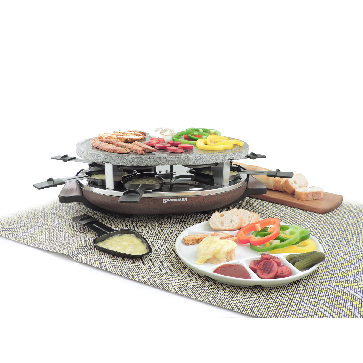 Swissmar Matterhorn 8 Person Raclette W/Granite Stone Grill Top, Faux ...