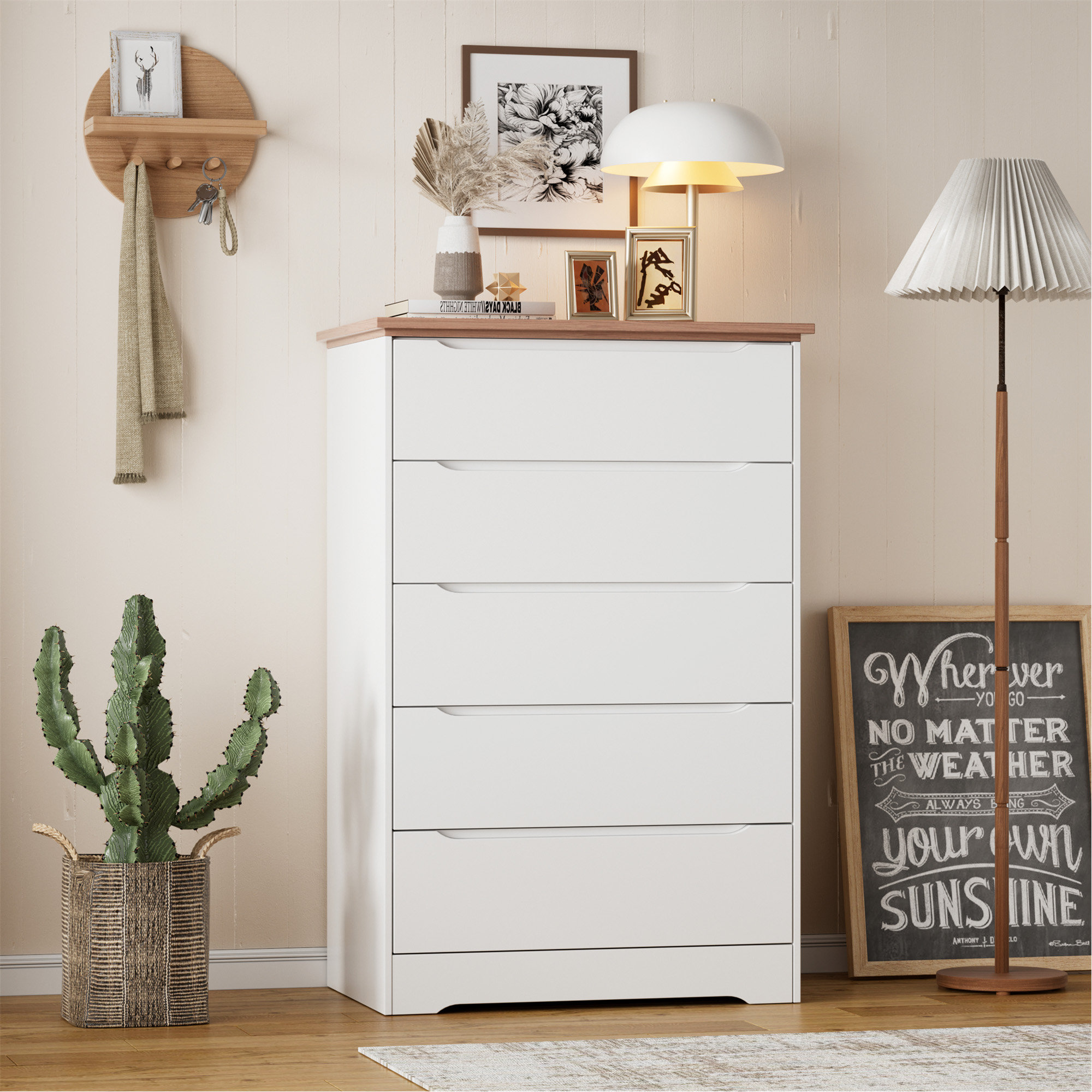 Winston Porter Modern accent chests with 5 Drawers and Hidden handle ...