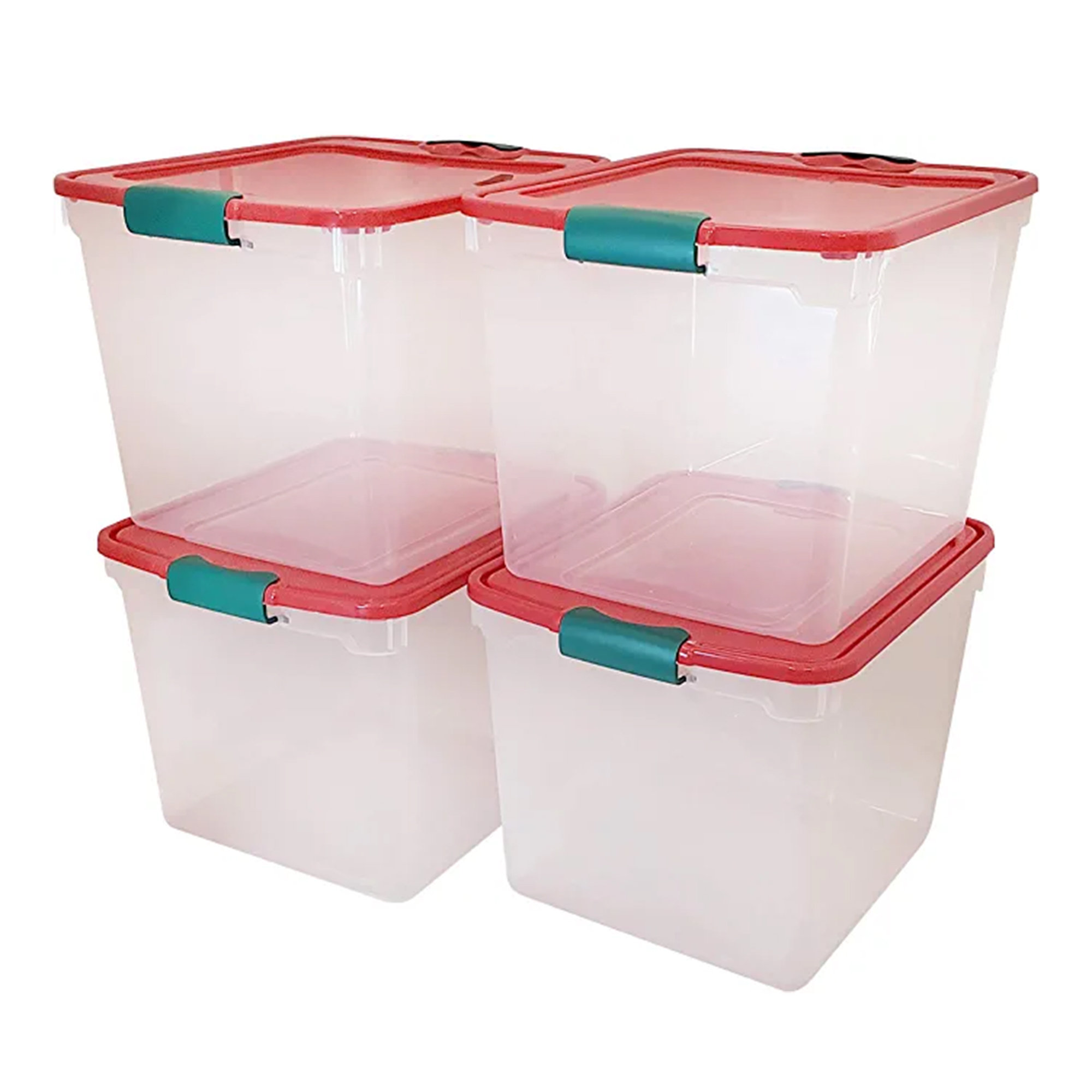 Homz HOMZ 31 Quart Holiday Plastic Storage Container Bin With Latching ...
