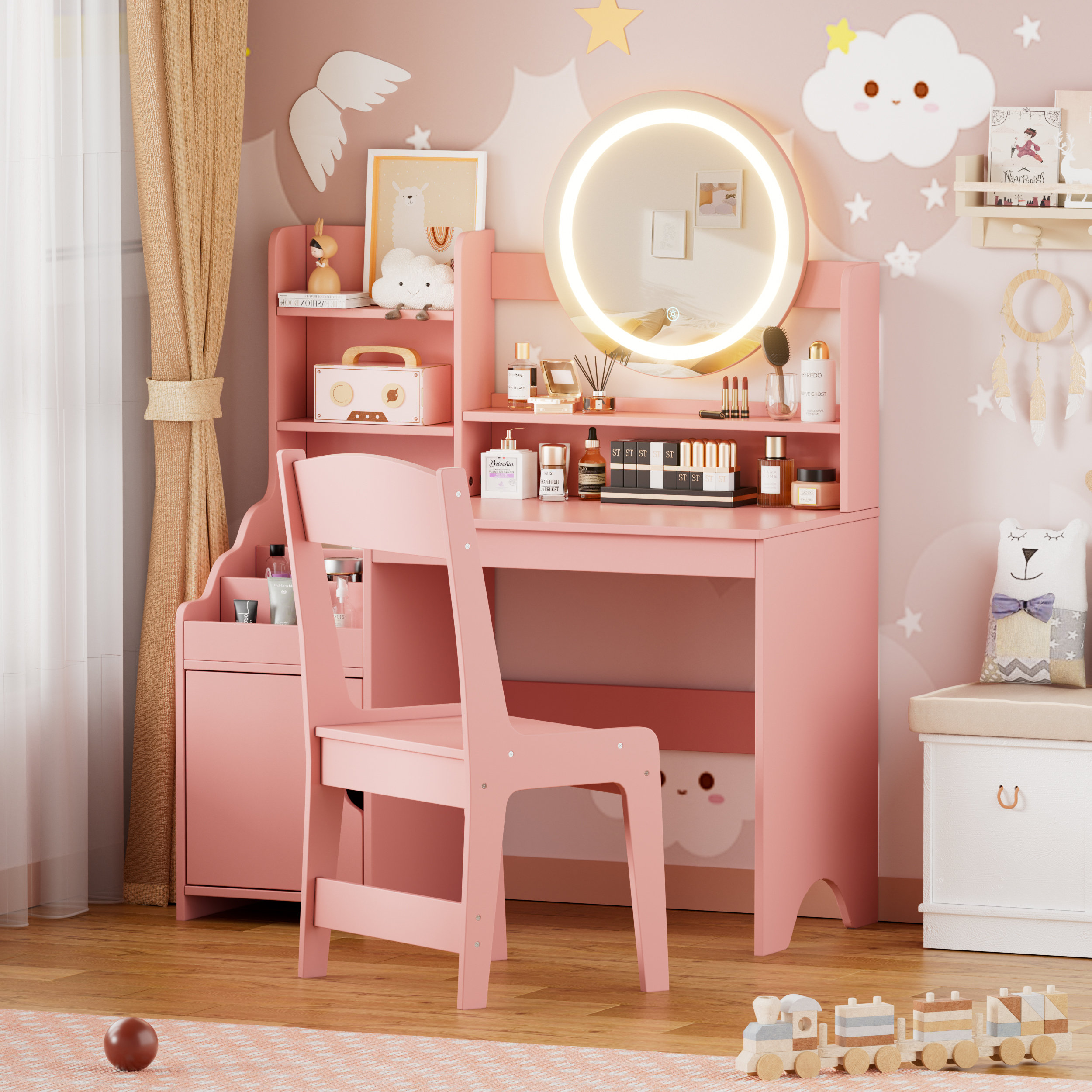 Isabelle & Max™ Kids Vanity, 2 In 1 Toddler Makeup Vanity Kids Desk ...