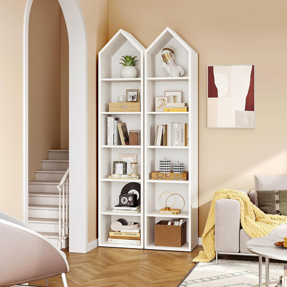 Wade Logan® Brynesha 72.8'' H 6-Tier Narrow Bookshelf, Modern Display ...