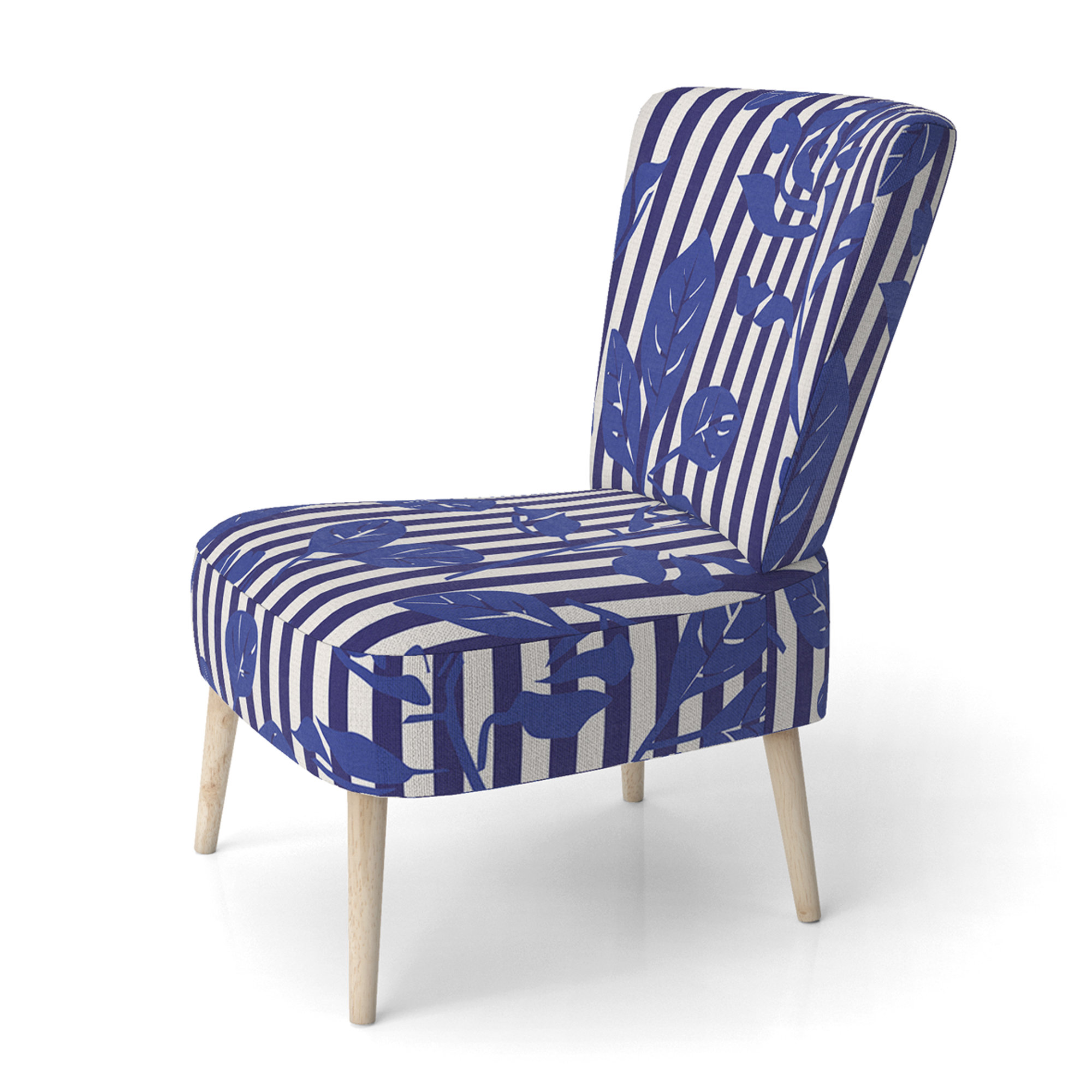 Dakota Fields Blue Tropical Flowers - Upholstered Patterned Accent Side ...