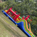 JumpOrange Rainbow 40' x 12' Inflatable Obstacle Course with Slide and ...