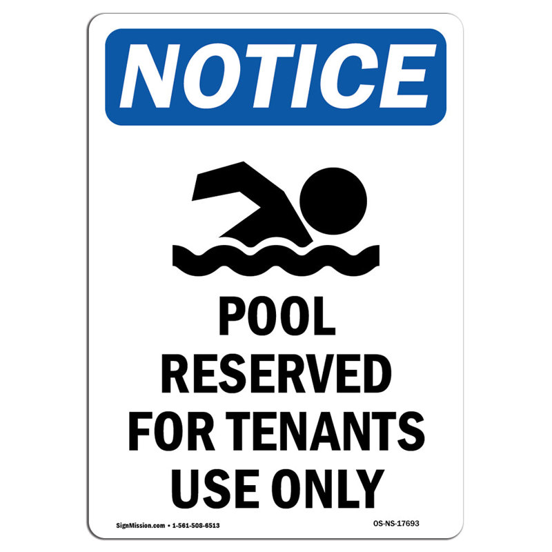 SignMission Pool Reserved for Tenants Sign with Symbol | Wayfair
