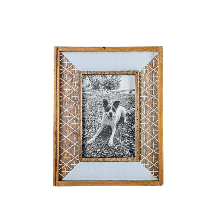 Foreside Home & Garden 4" by 6" White Cross Pattern Picture Frame | Wayfair