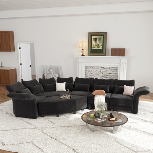 Ebern Designs Osvaldas 122'' 11 - Piece Upholstered Sectional With ...