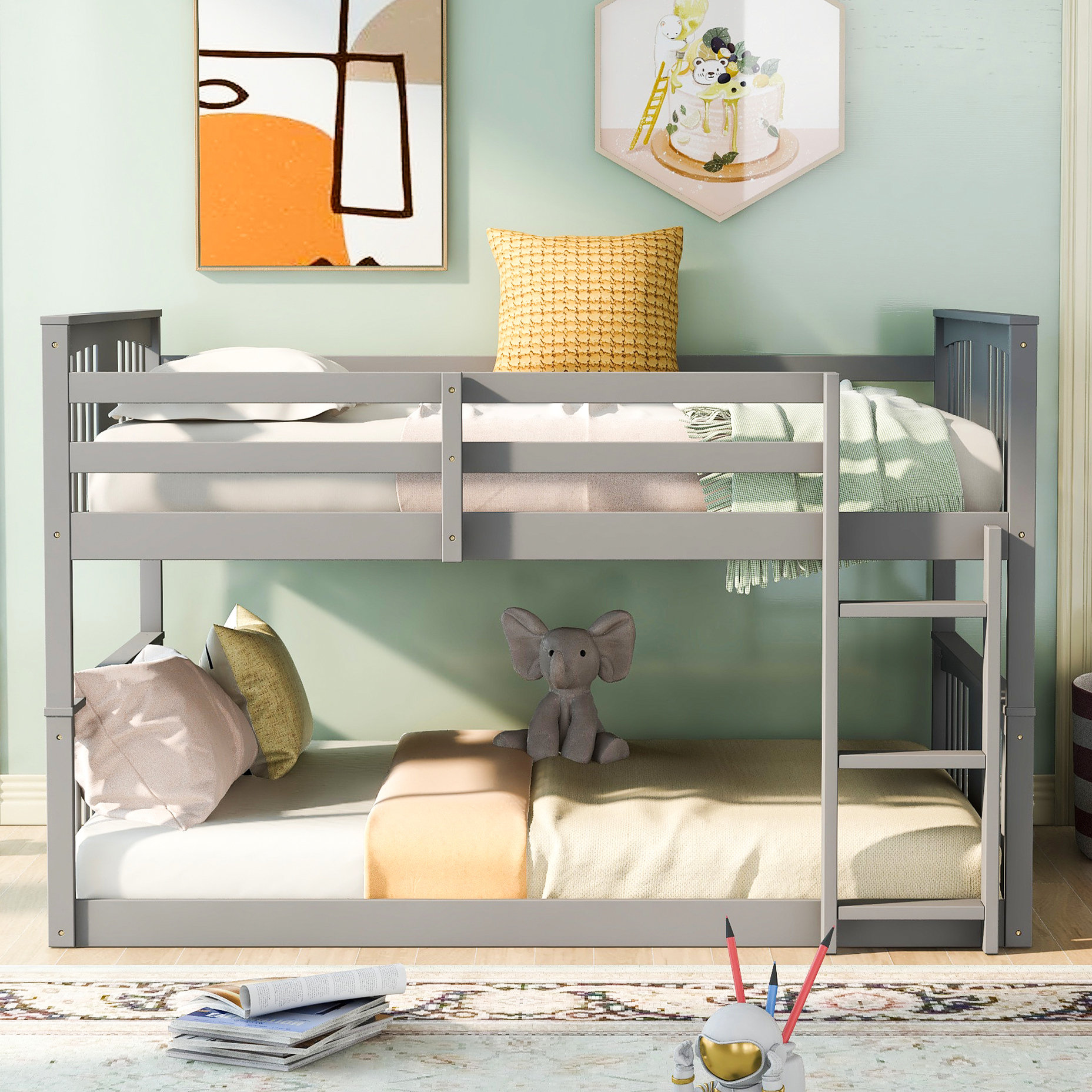 Harriet Bee Grey Full Over Bunk Bed With - Ensures A Good Night's Sleep ...