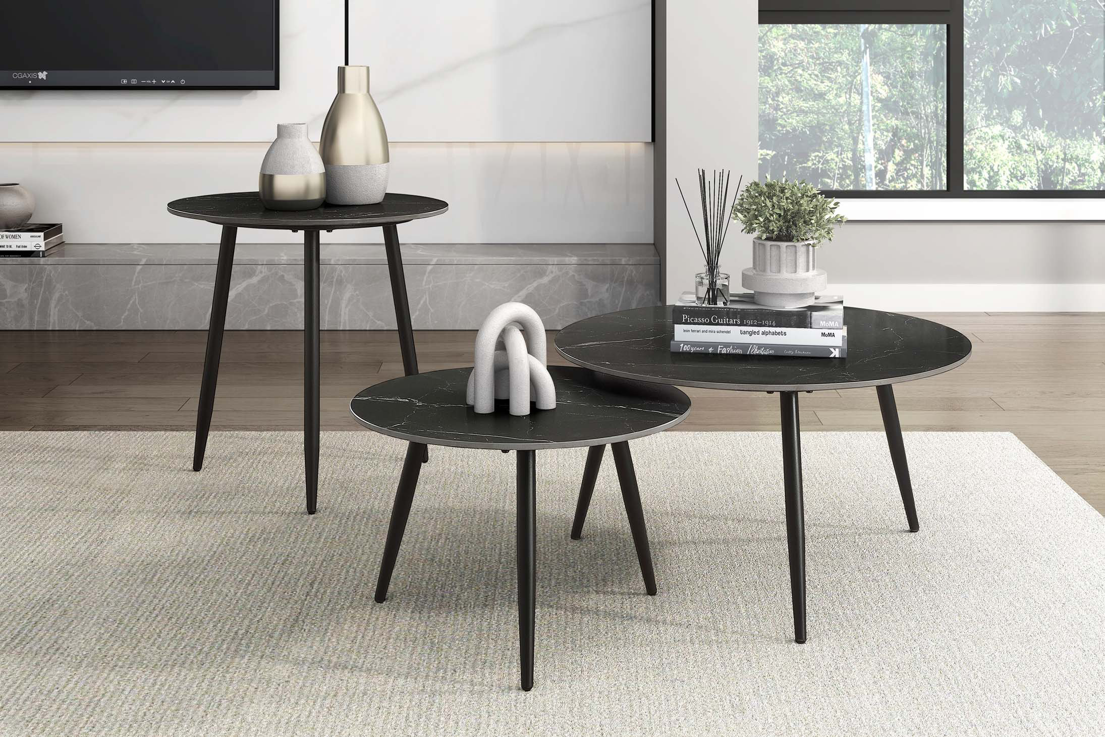 Brayden Studio Modern Style Nesting Cocktail Tables and Side Table 3 ...