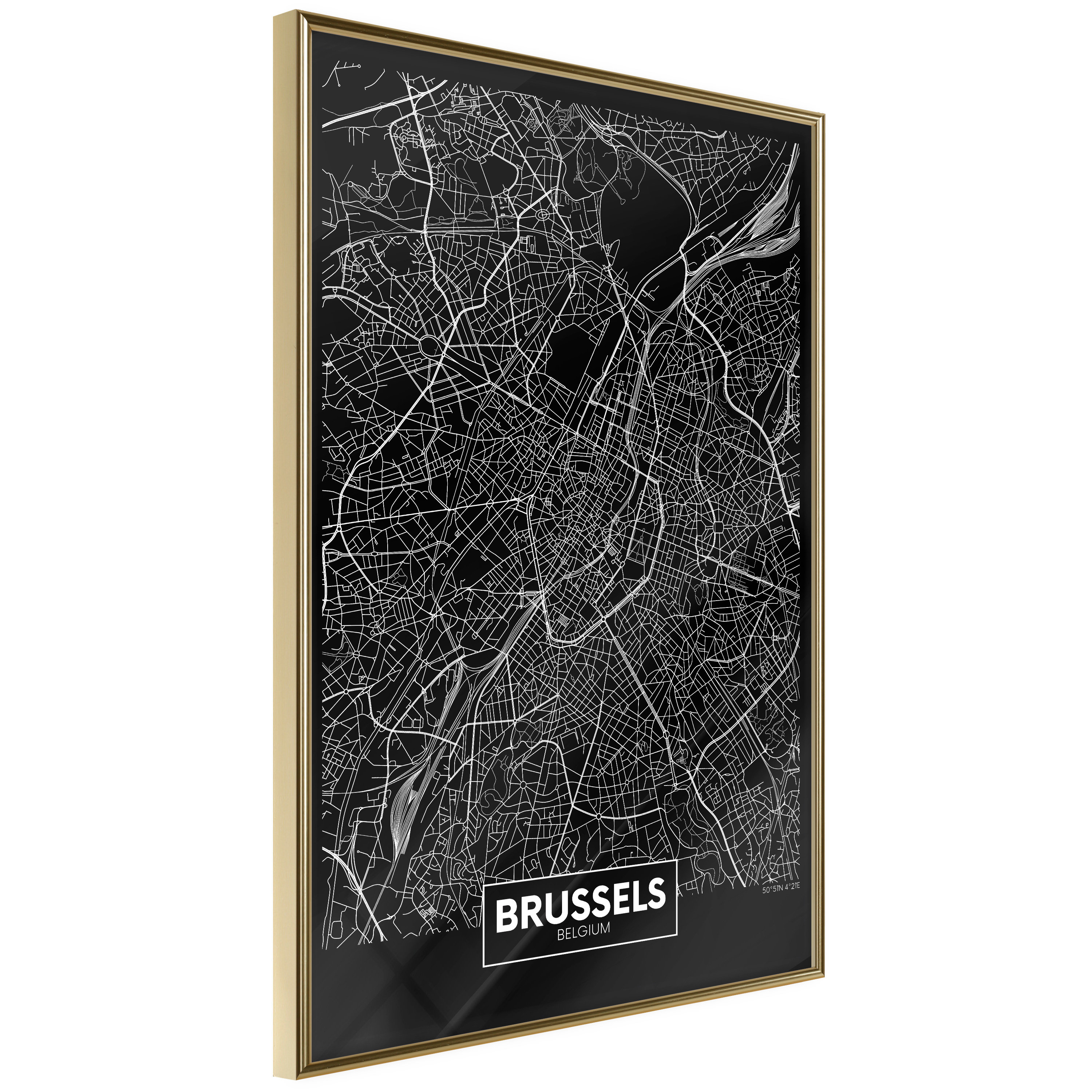 East Urban Home City Map: Brussels (Dark) - Picture Frame Graphic Art ...