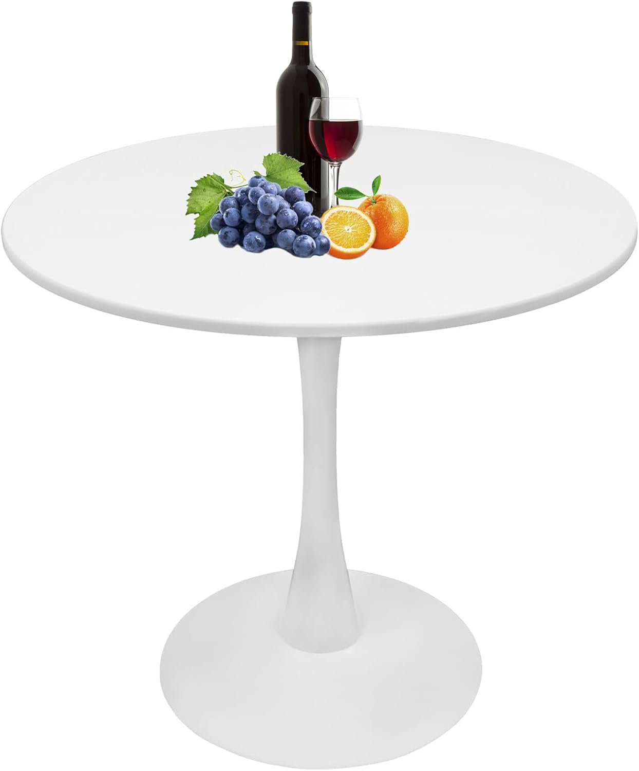 Corrigan Studio White Round Dining Table, 24 Inches Round Kitchen Table ...