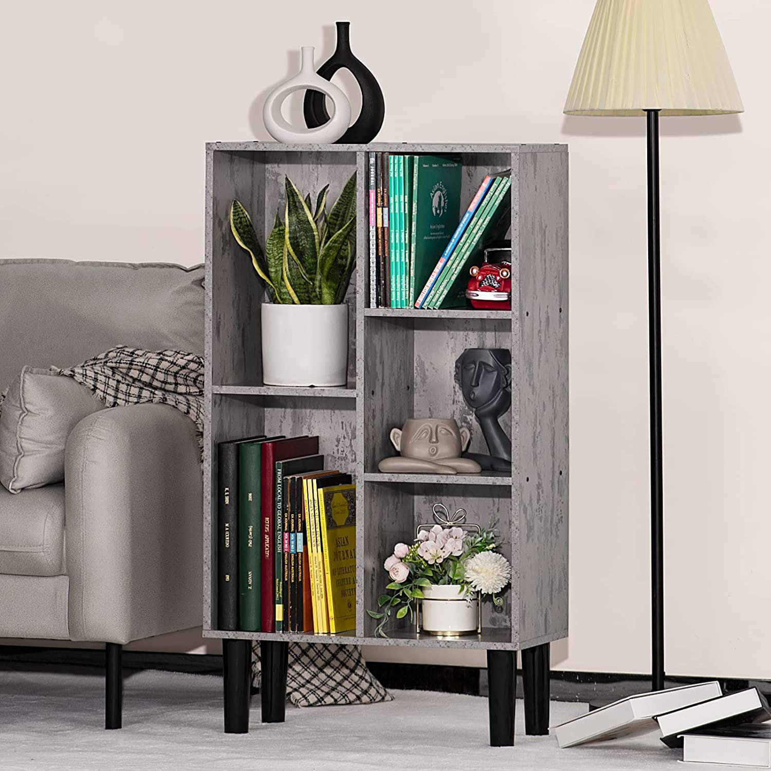 17 Stories Bookshelf Cube Storage Organizer,3 Tier Bookcase With Legs ...