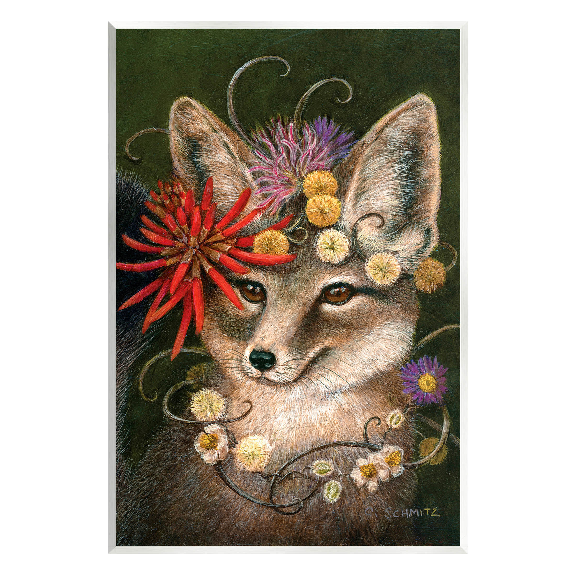 Stupell Industries " Botanical Fox Flowers " by Carolyn Schmitz | Wayfair
