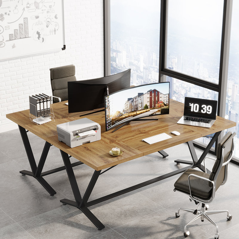 17 Stories Modern Executive Desk, 55-Inch Simple Office Computer Desk ...