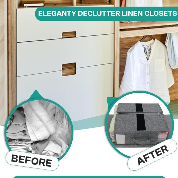 Ebern Designs CasaCore Foldable Linen Storage, Bed Sheet Organizers ...