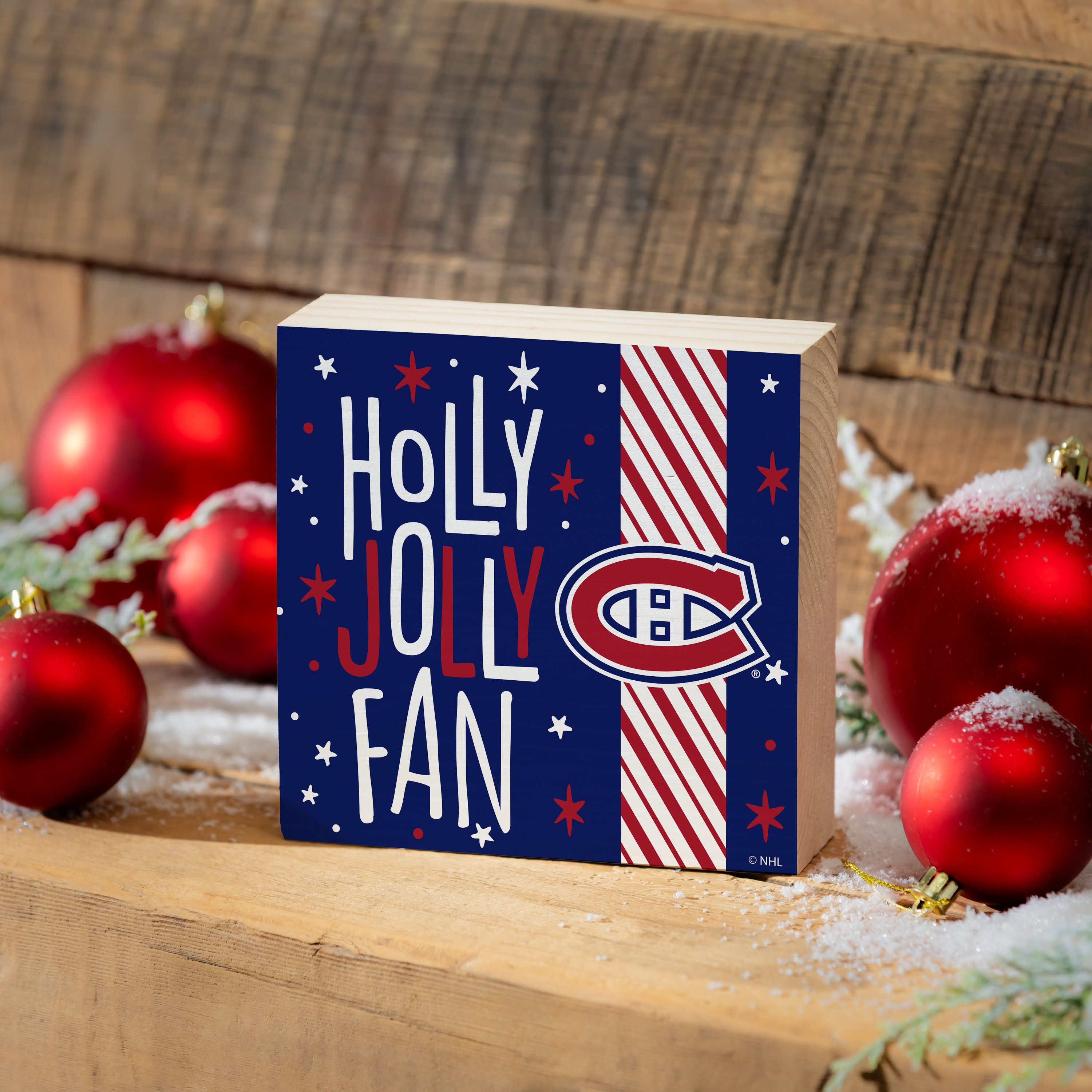 Gracie Oaks Montreal Canadiens 6" Holiday Wood Plock Wall Sign | Wayfair
