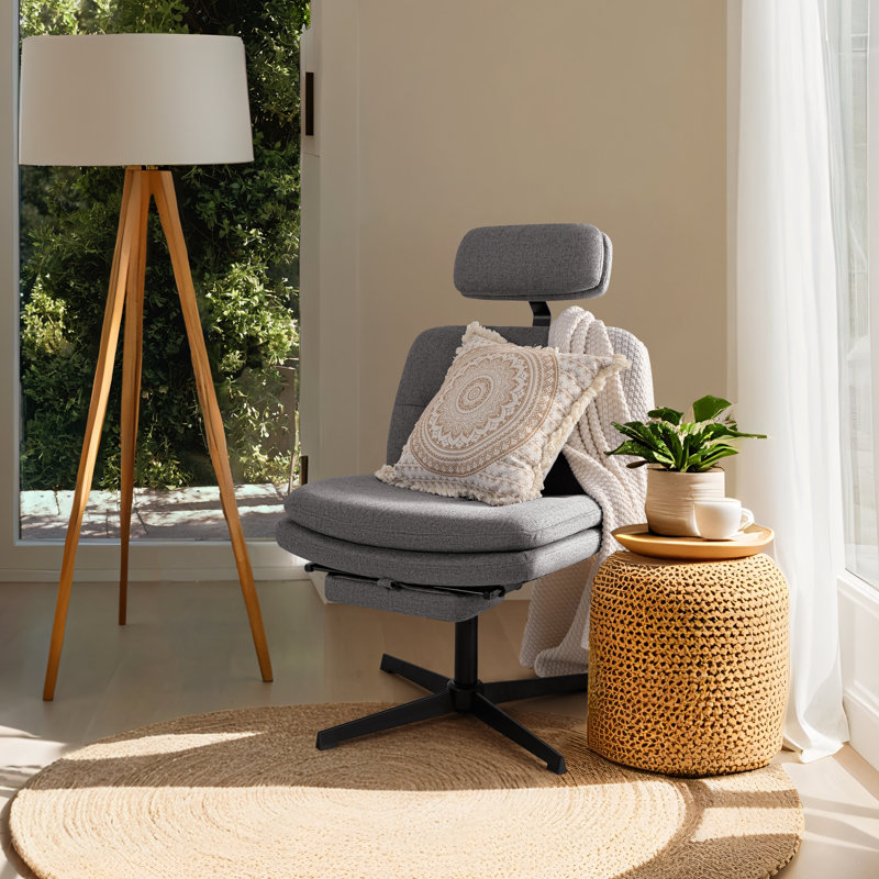 Ebern Designs Partia Ergonomic Swivel Office Task Chair with Footrest ...