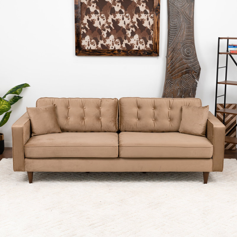 Mercer41 Creath 90.5'' Mid Century Modern Furniture Style Velvet Living ...