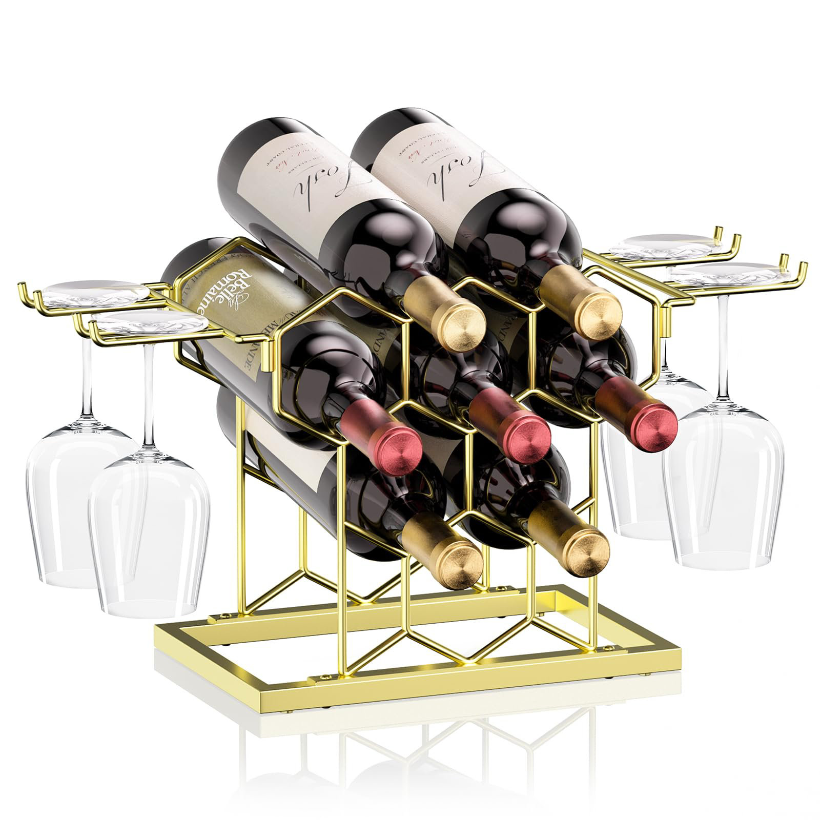 Mercer41 Countertop Wine Rack, 8 Bottle Freestanding Modern Black Metal ...
