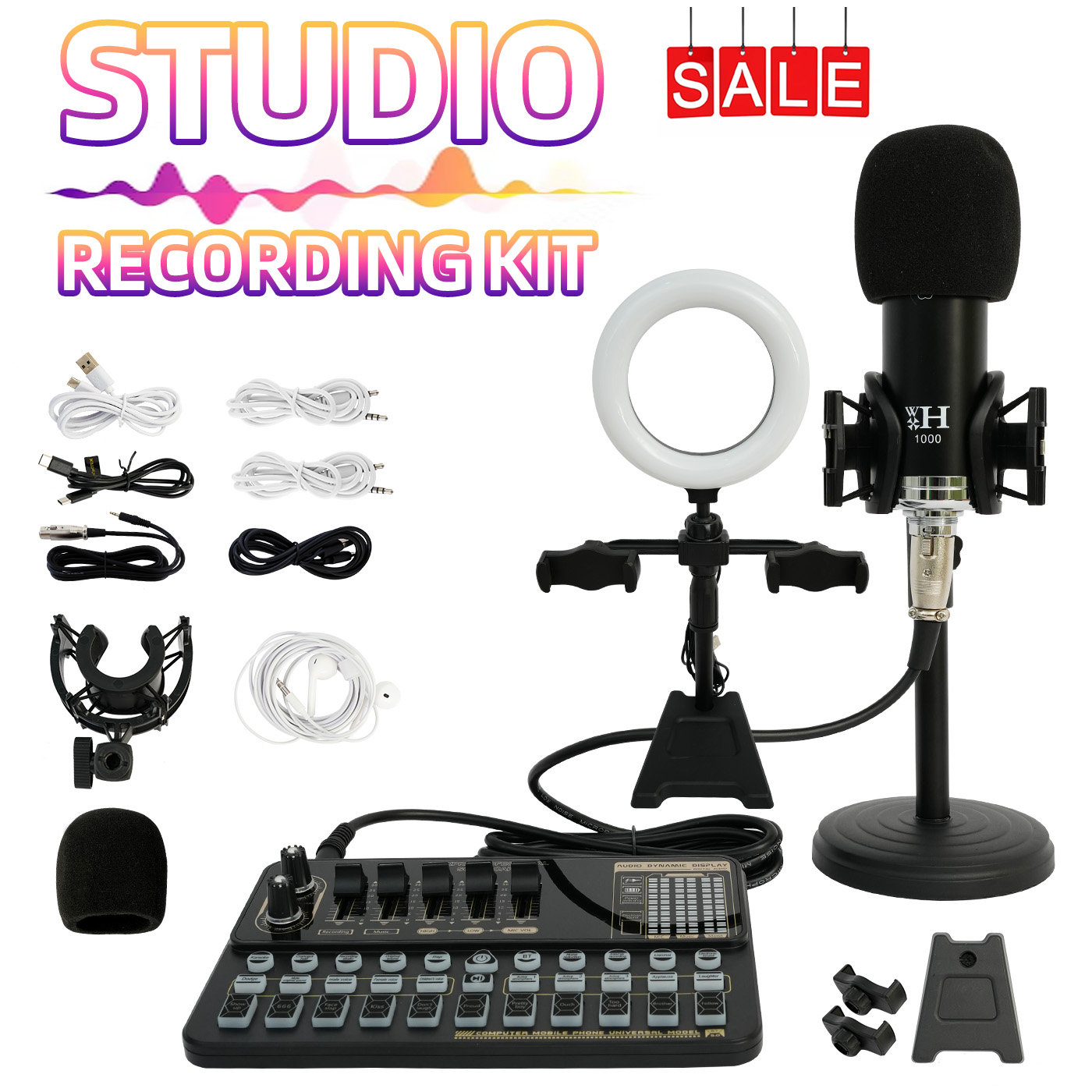 BAOKALER Podcast Equipment Kit, BM-800 Podcast Microphone Set ...