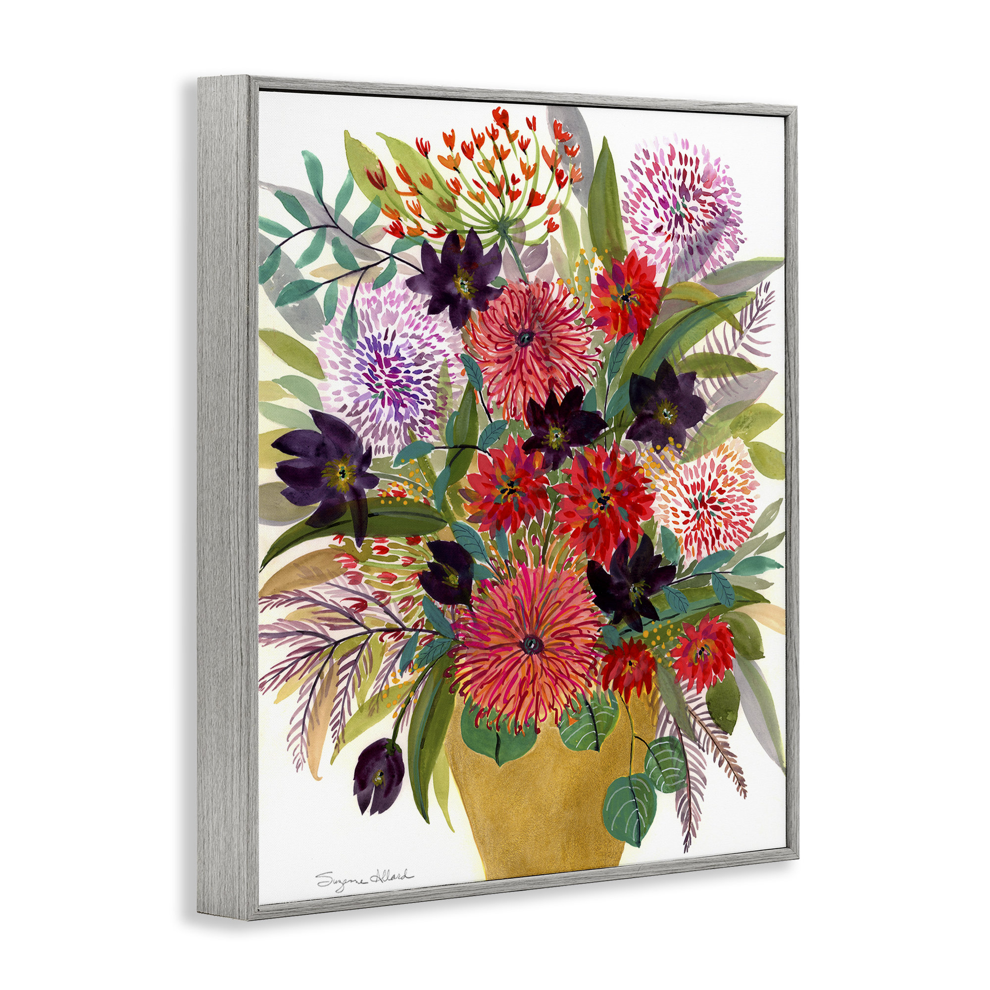 Red Barrel Studio® Celebration Flower Bouquet Framed Giclee, design by ...