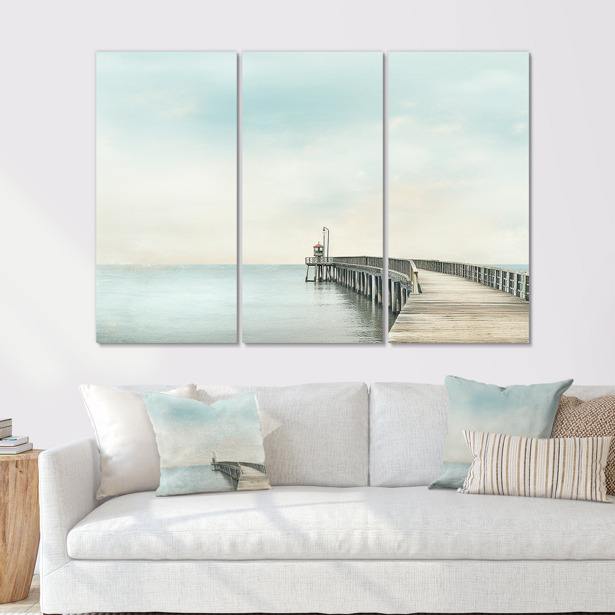 Design Art Coastal Pier Minimalism Horizon I - Coastal Pier Canvas Wall ...