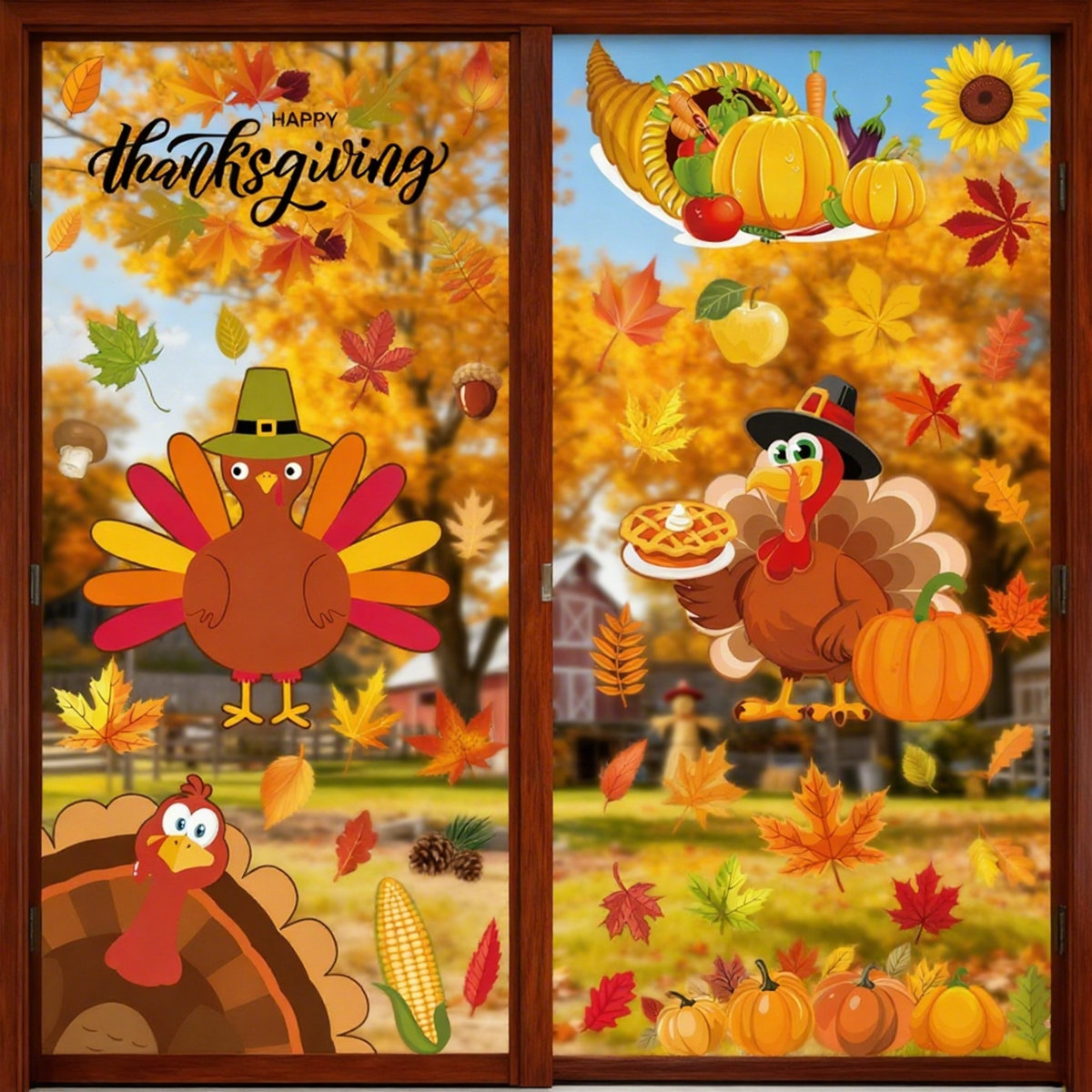 Ebern Designs Thanksgiving Window Clings, 115PCS Fall Decorations ...