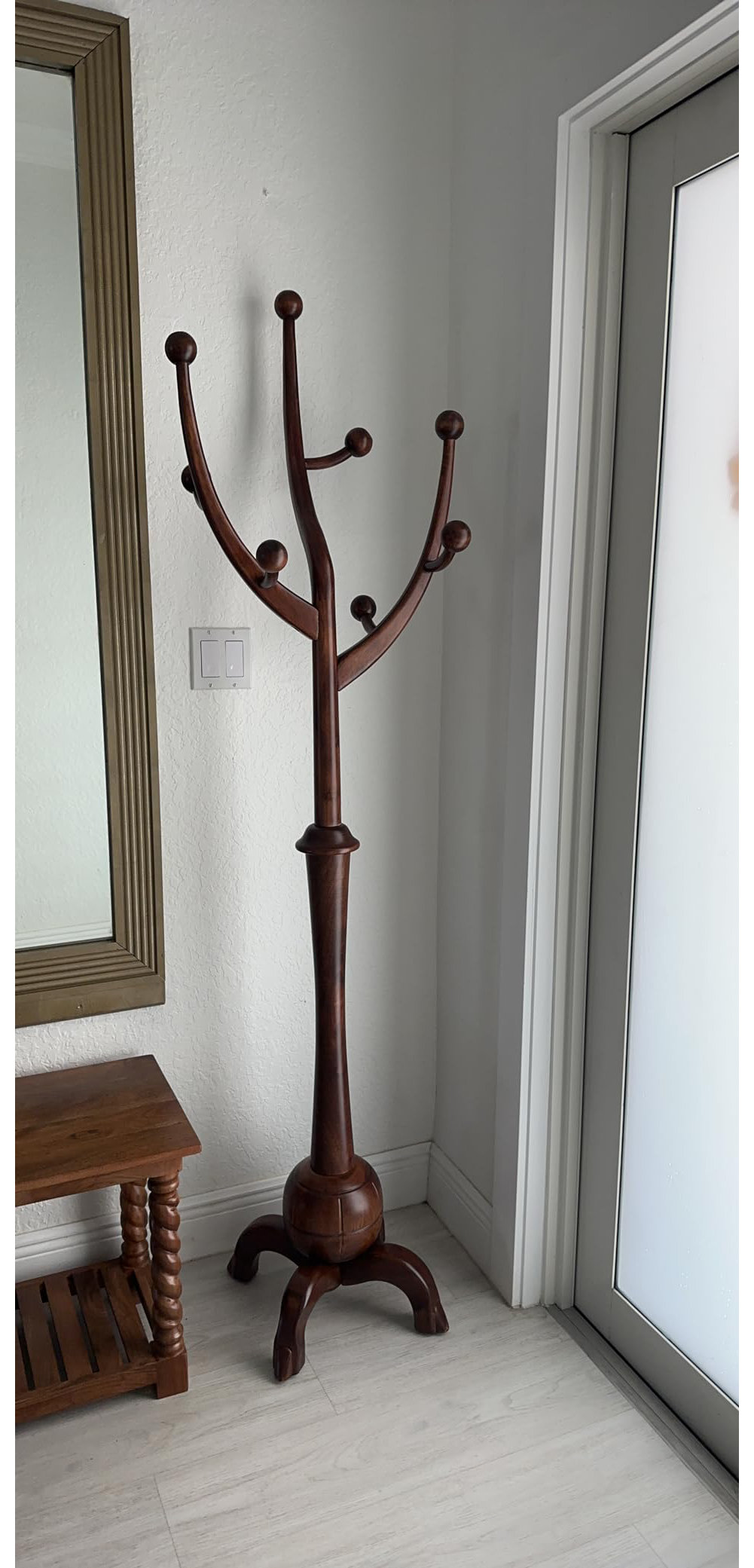 MODVAT Walnut Brown Freestanding Wood Coat Tree Rack with 8 Hooks ...