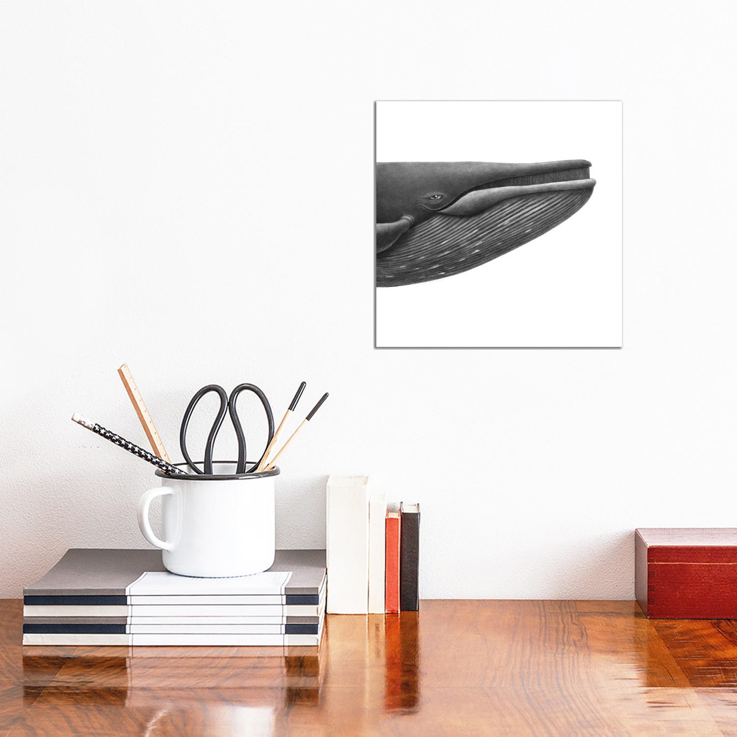 East Urban Home Blue Whale Study Square by Terry Fan - Painting Print ...