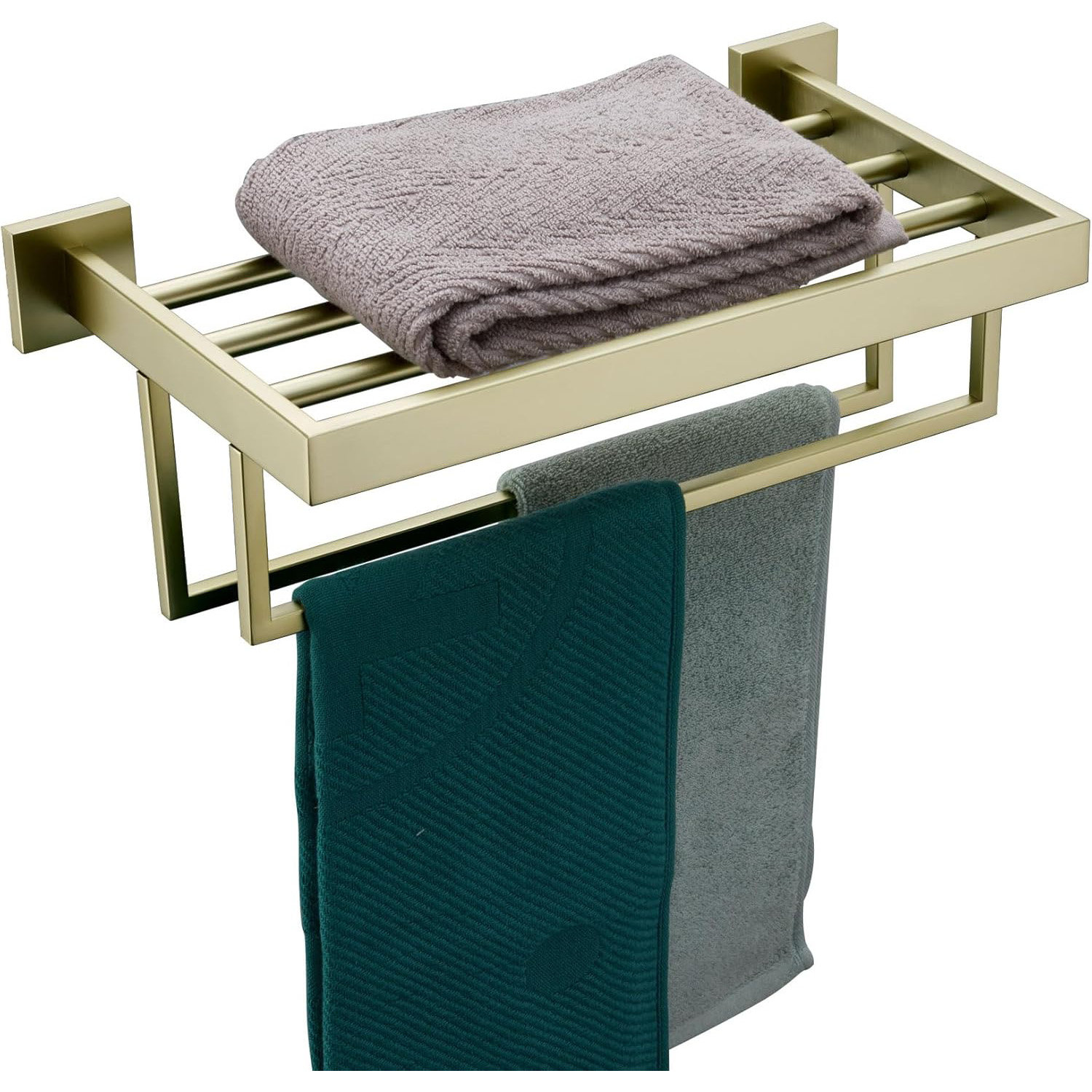 Mercer41 Towel Shelf Holder 16'' Bathroom Towel Rack With Two Bath ...