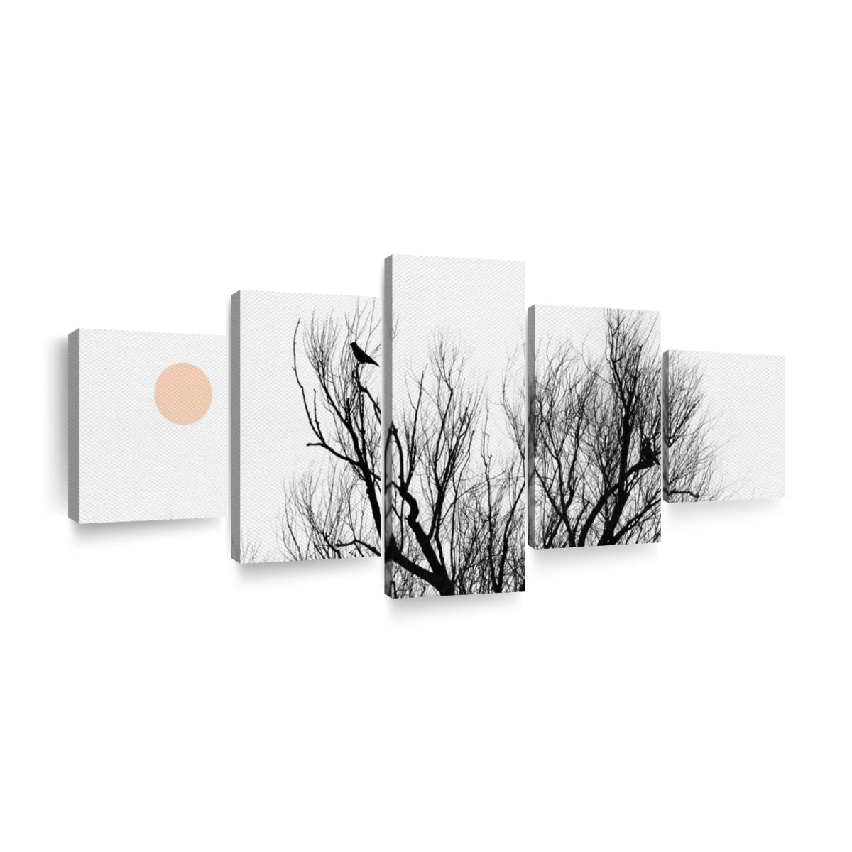 Winston Porter Trees And Bird Silhouette Multi Piece Canvas Print ...