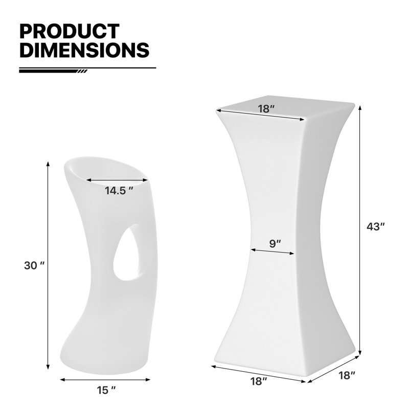Wrought Studio™ LED Light Up Bar Stool and Table 2 Piece Set ,1 Stool ...