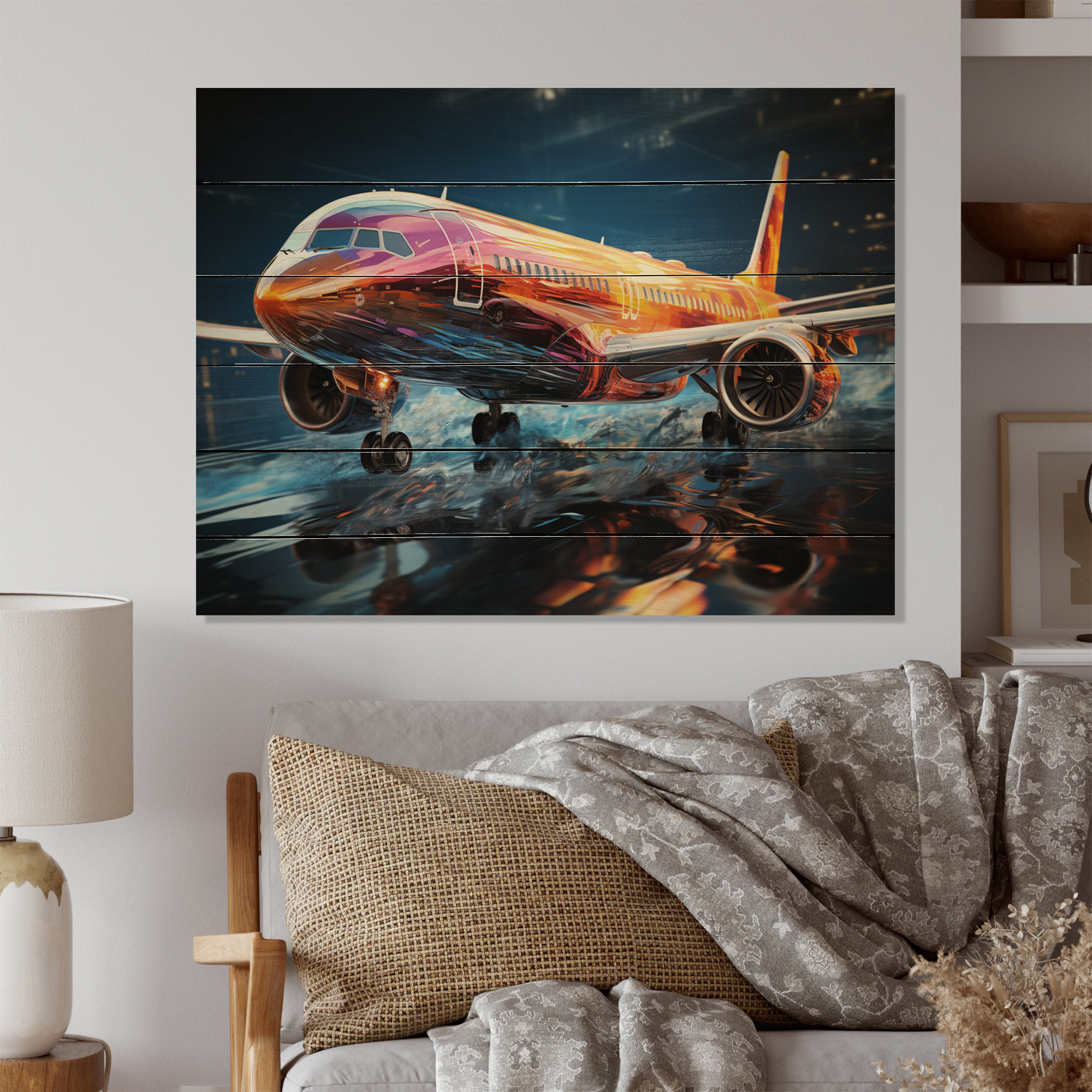 Williston Forge Colorful Plane In Translucent Ascension On Wood Print ...