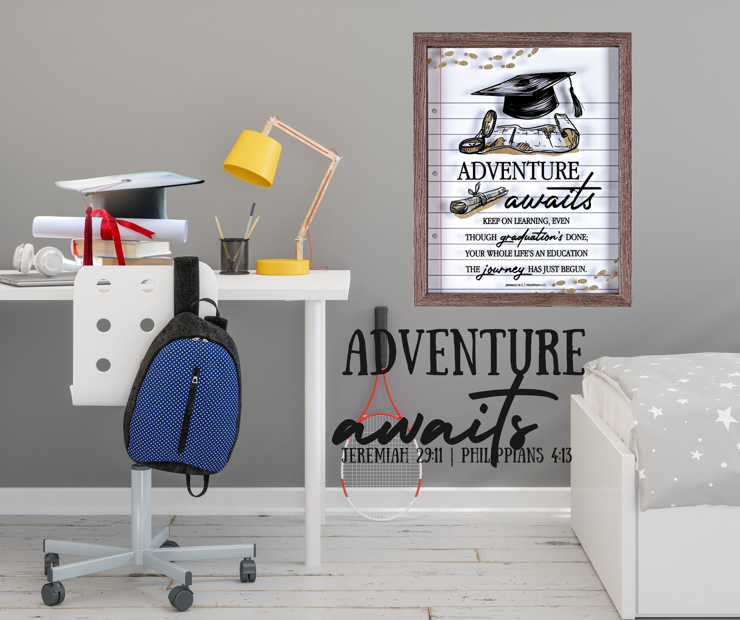 Trinx Framed Wall Art Grad Adventure Awaits | Wayfair