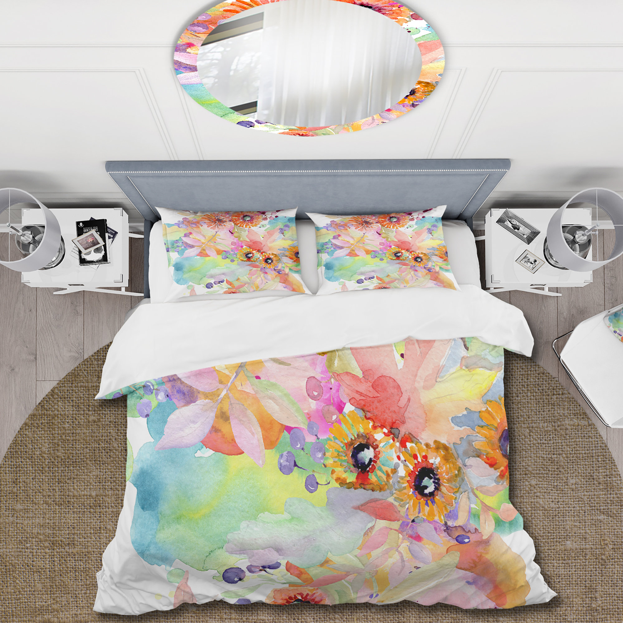 Design Art Vibrant Wild Spring Leaves and Wildflowers I - Traditional ...