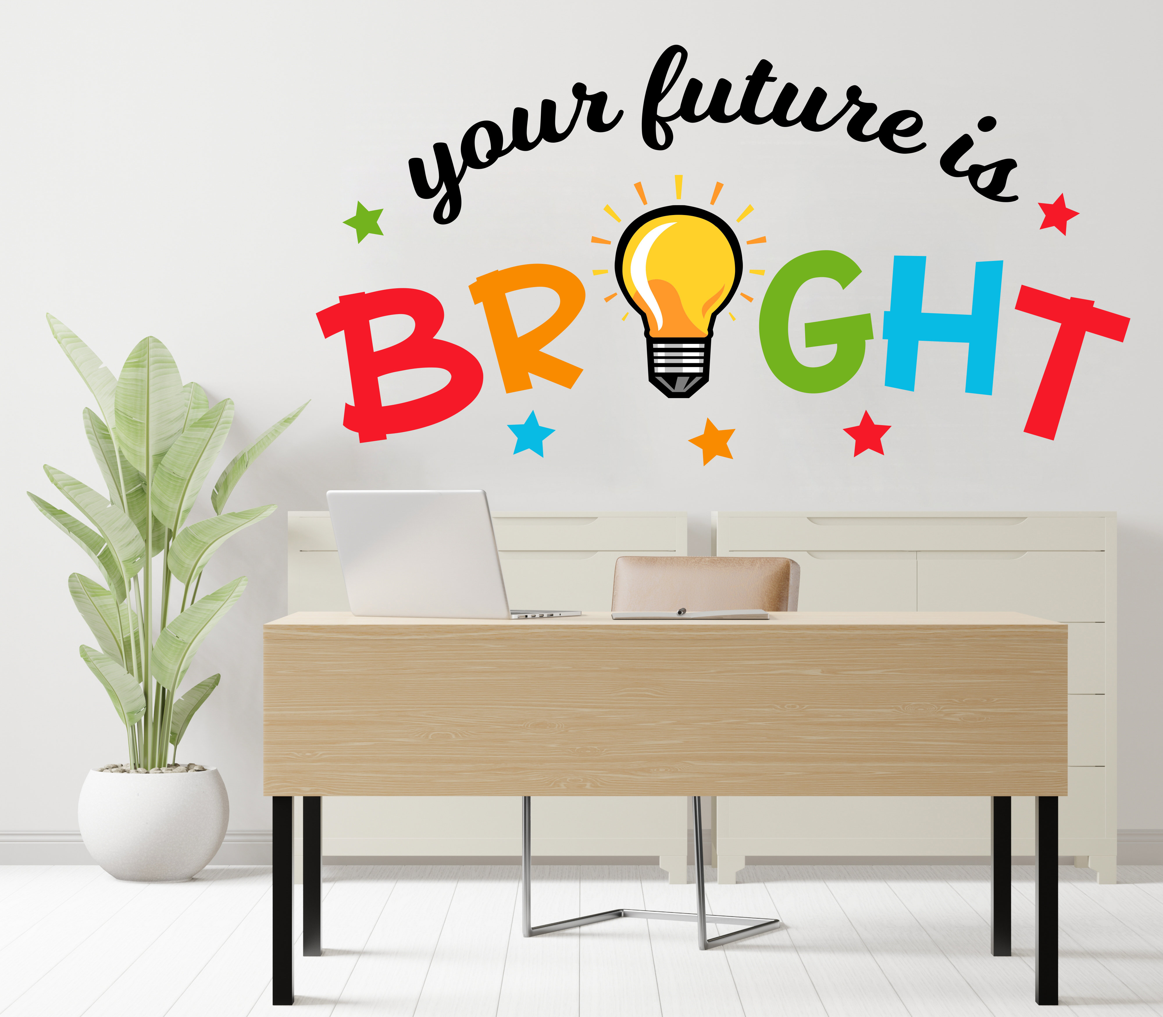 Stickalz Your Future Is Bright Office Wall Decal, Office Wall Decals ...